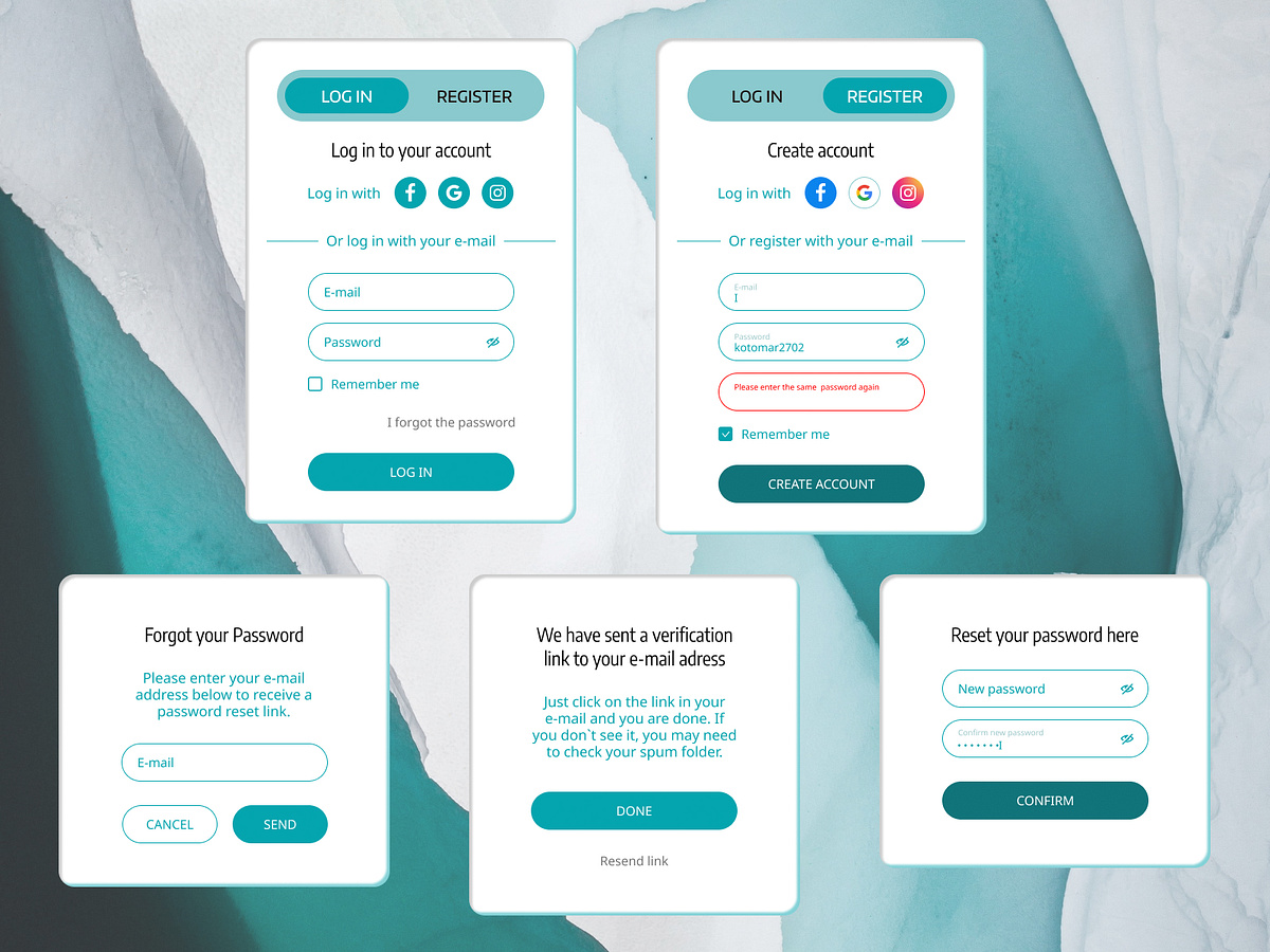 Log in and registration forms by Yuliia on Dribbble