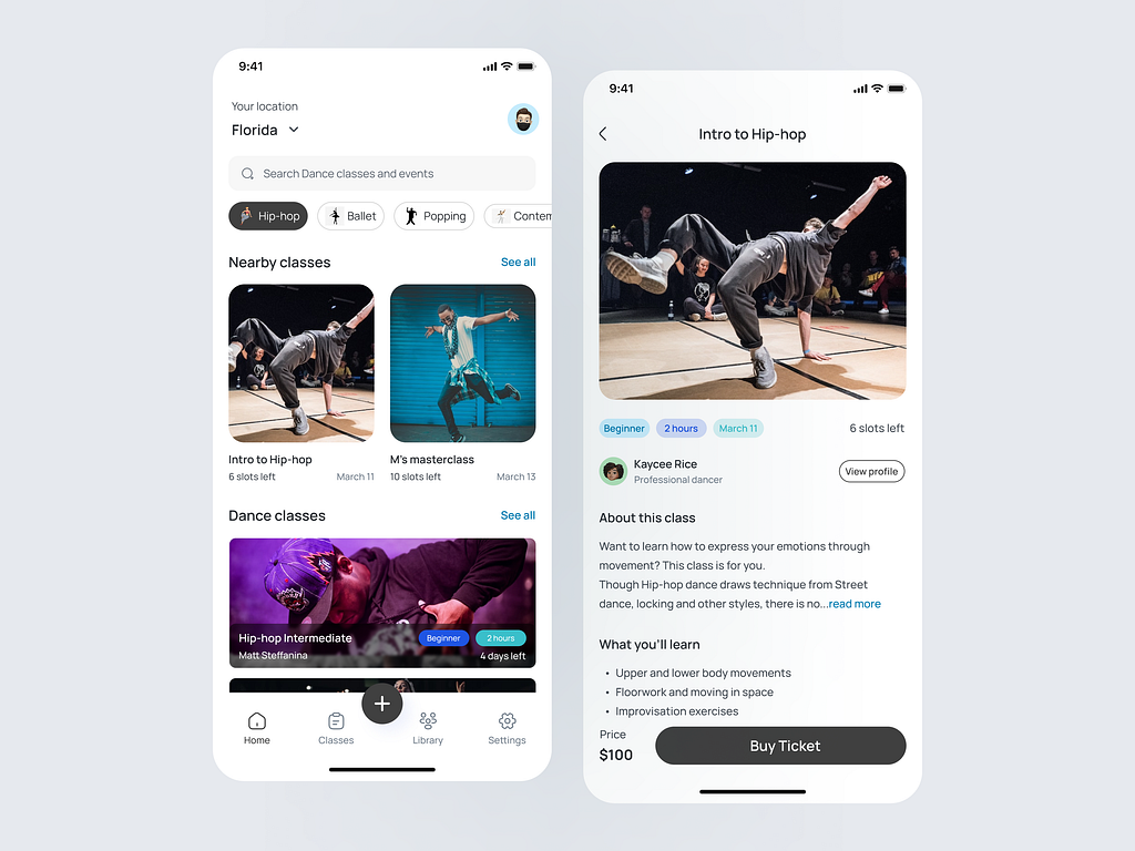 Dance App by Tonnie on Dribbble