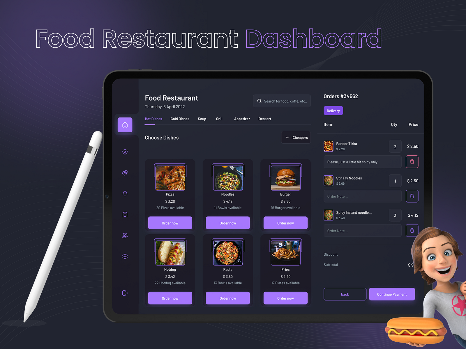 Food Restaurant Dashboard UI by Rajesh Mandaviya on Dribbble