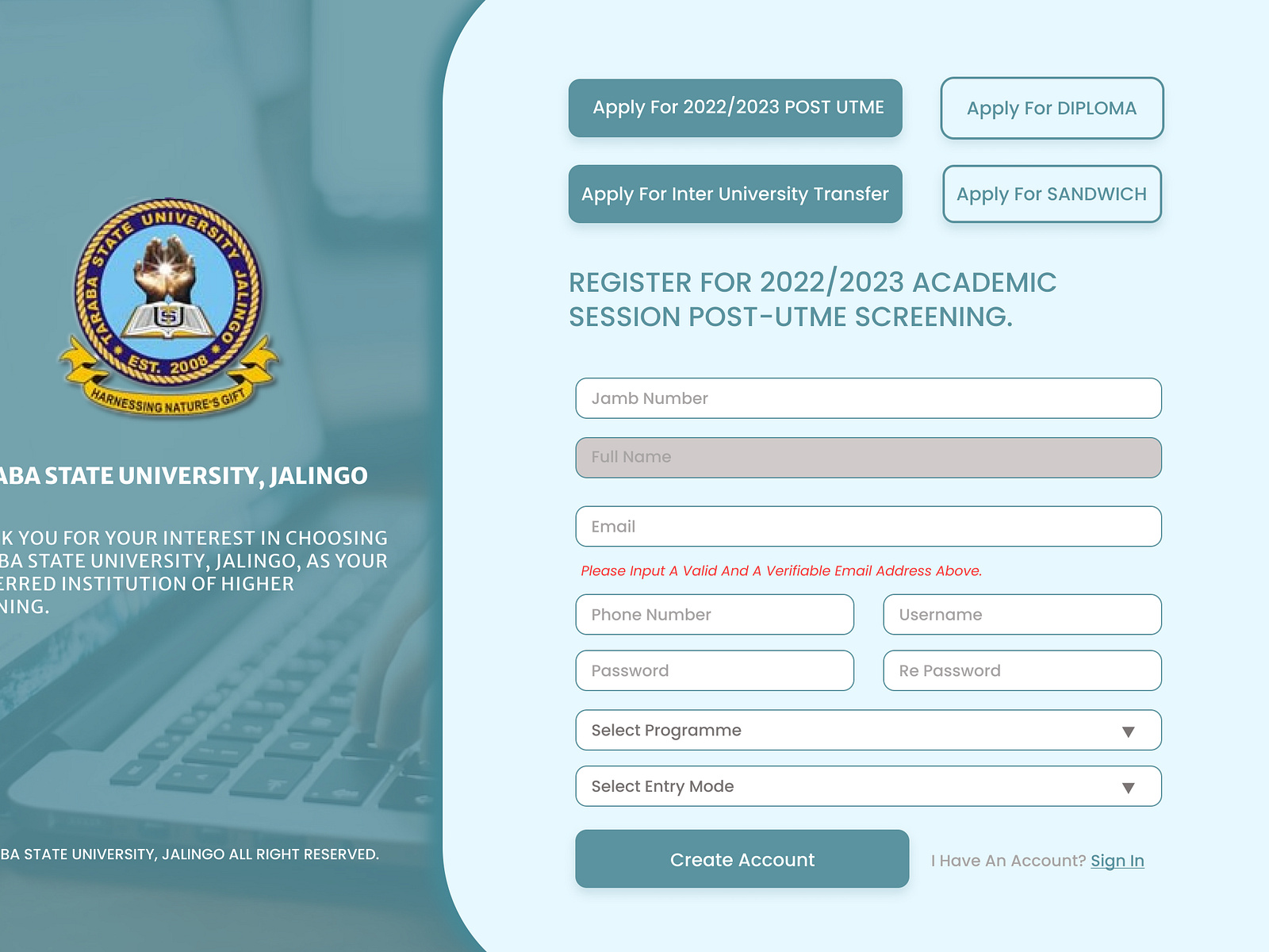 Landing Page for TSU Application by Rhema Dictor Salem on Dribbble