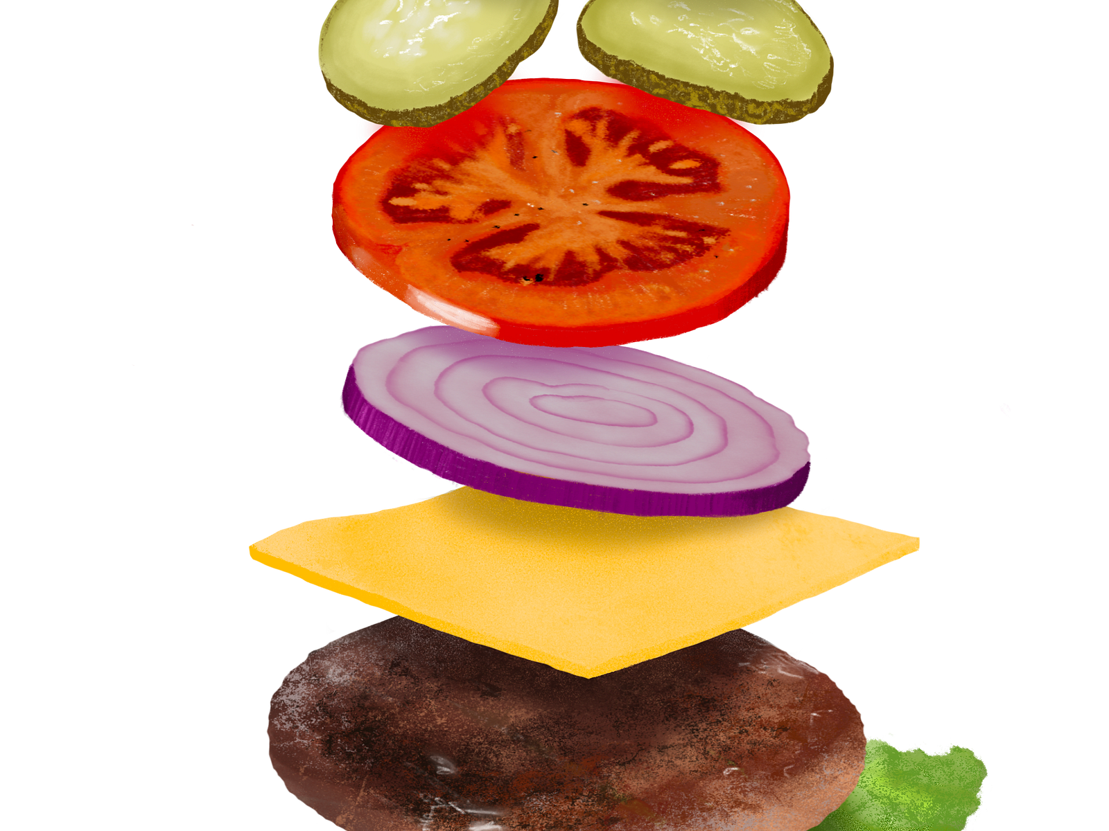 Exploded Cheeseburger by javisola on Dribbble