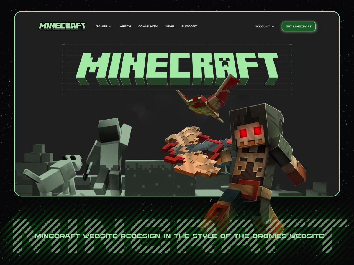 Minecraft website redesign by Maximilian Antipenko on Dribbble
