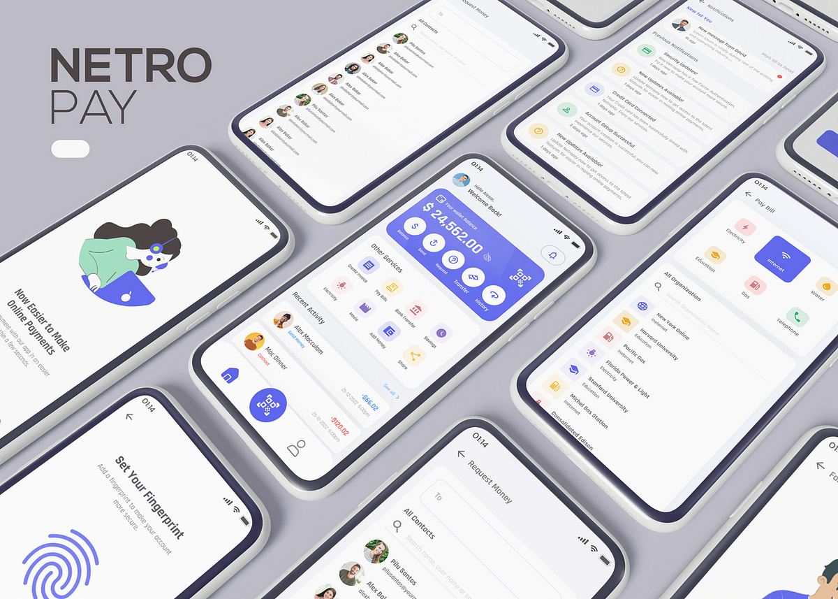 NetroPay-Complete MFS App UI Kit by Sultan M. for Netro Systems on Dribbble