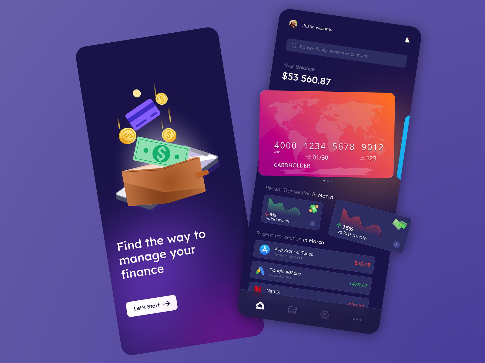 Finance tracking mobile app UI design by Design Mingle on Dribbble