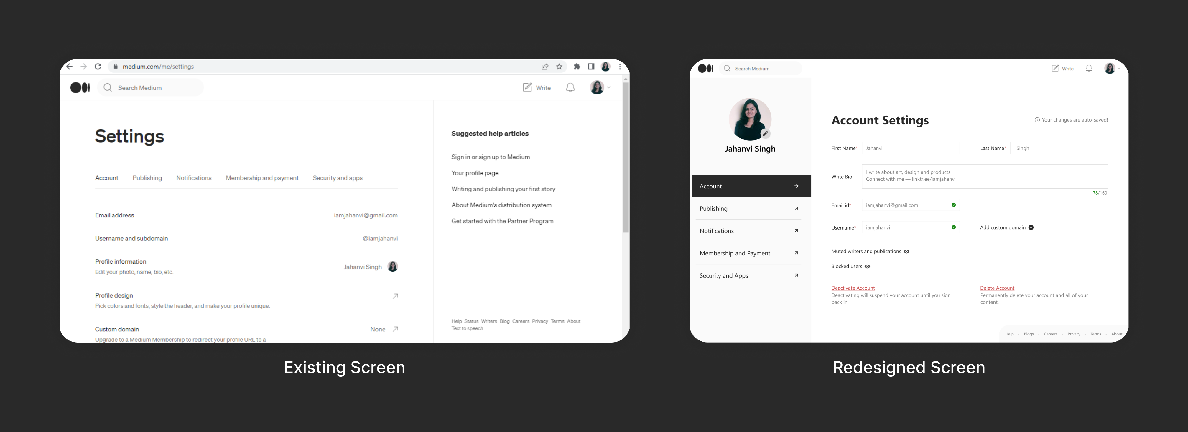 Medium Settings Redesign by Jahanvi Singh on Dribbble