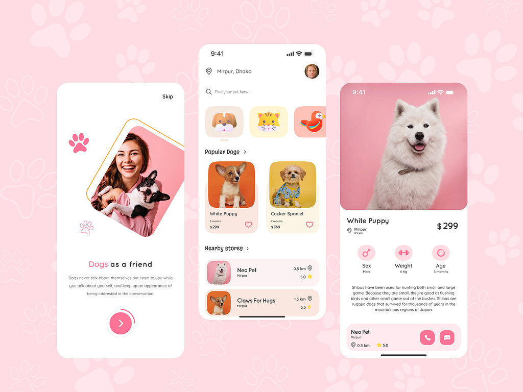 App UI design for Pet shop by Akash Ahmed on Dribbble