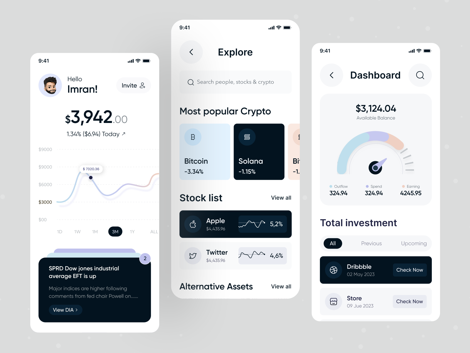 Investment App UI by Ofspace UX/UI on Dribbble