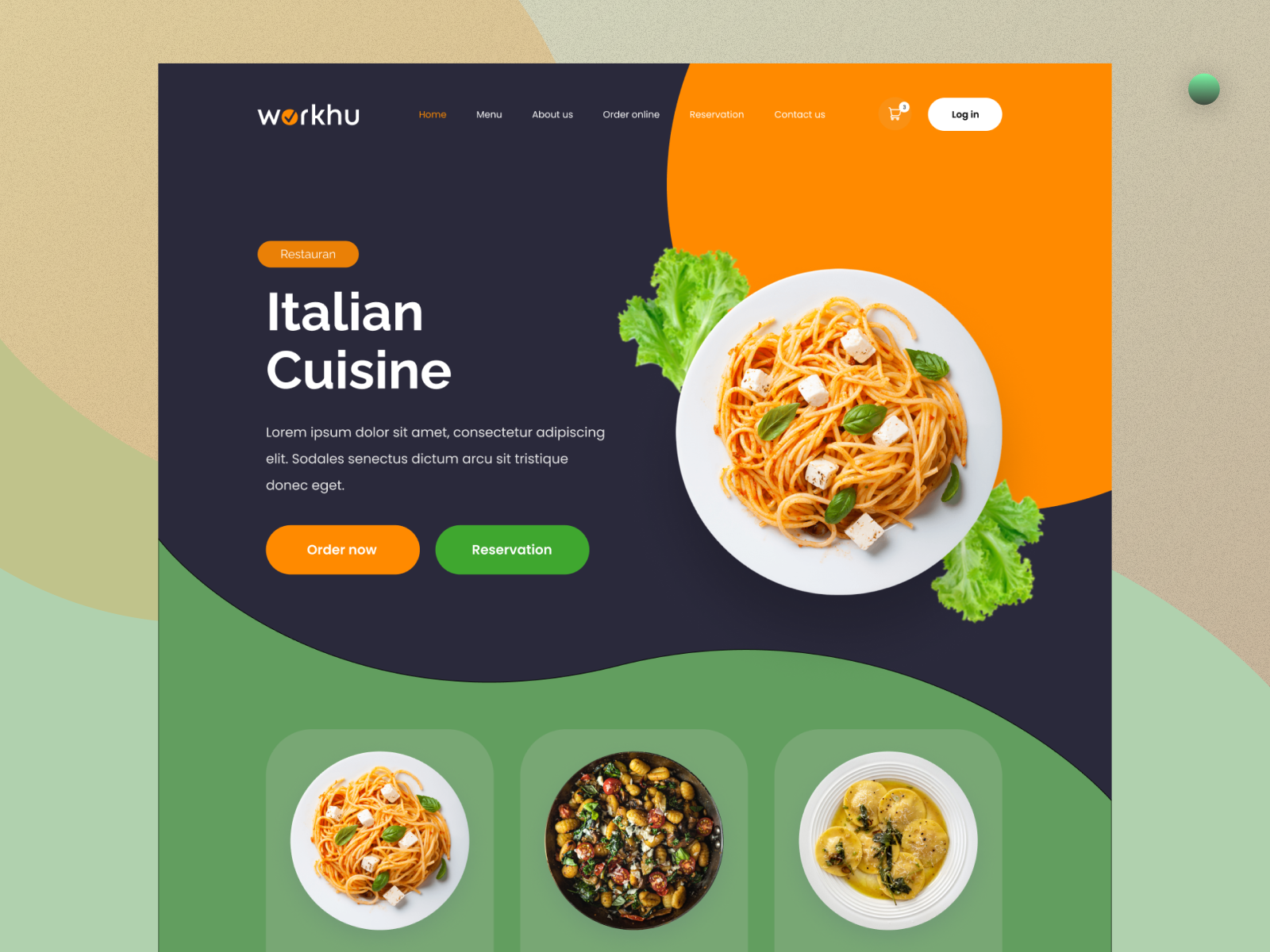 noodles, peanut, pasta, Italian restaurant website design by Workhu on ...