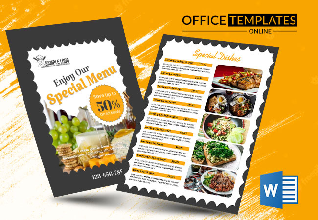 Free Printable Menu Templates for MS Word by Office Templates Online on ...