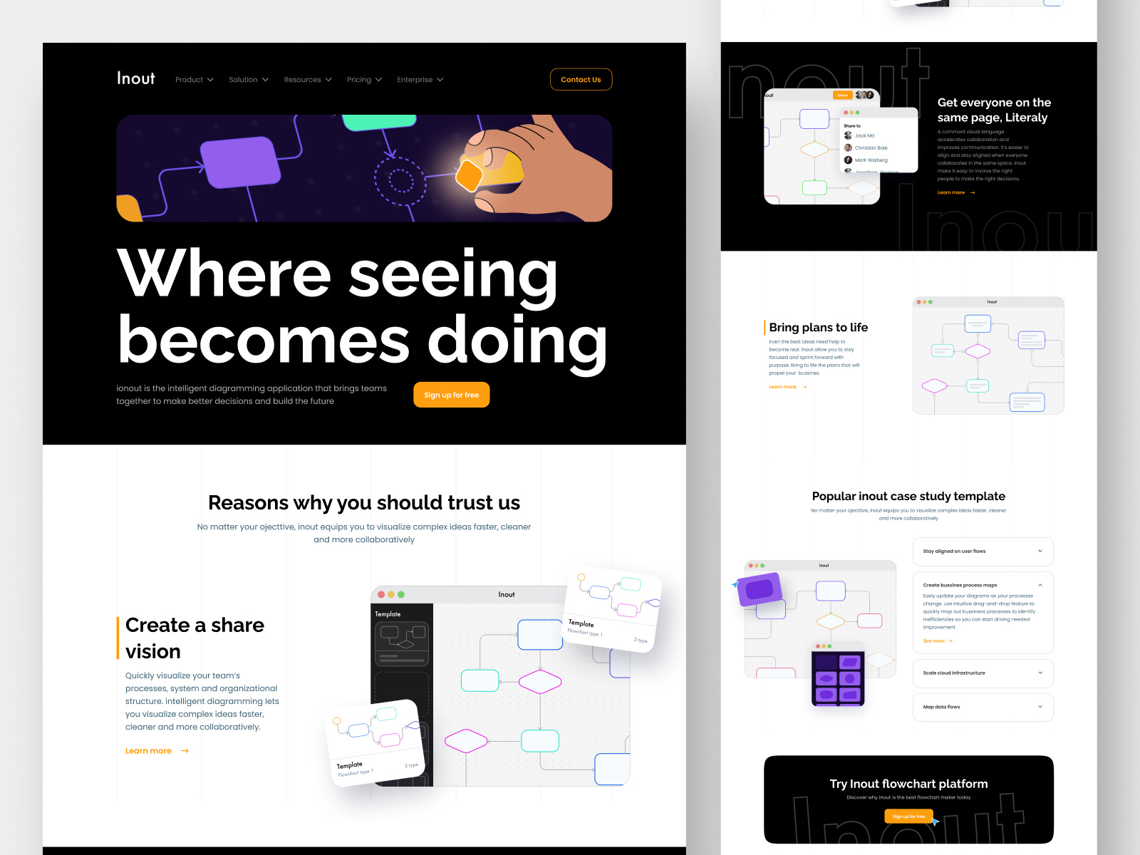 INOUT - Flowchart Landing Page by grahacaesara ☘️ for Pixelz on Dribbble