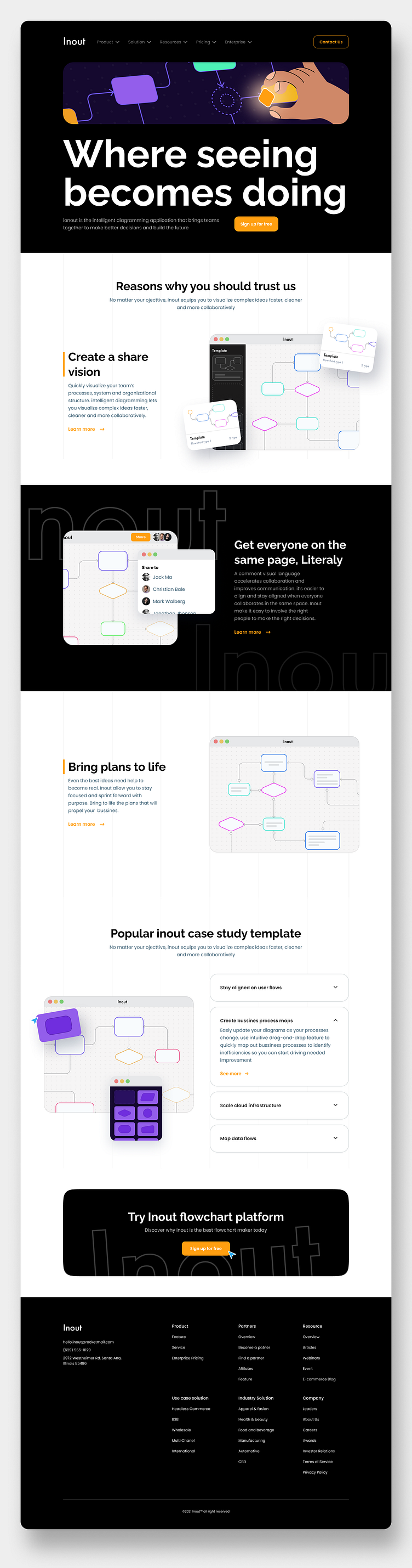 INOUT - Flowchart Landing Page by grahacaesara ☘️ for Pixelz on Dribbble