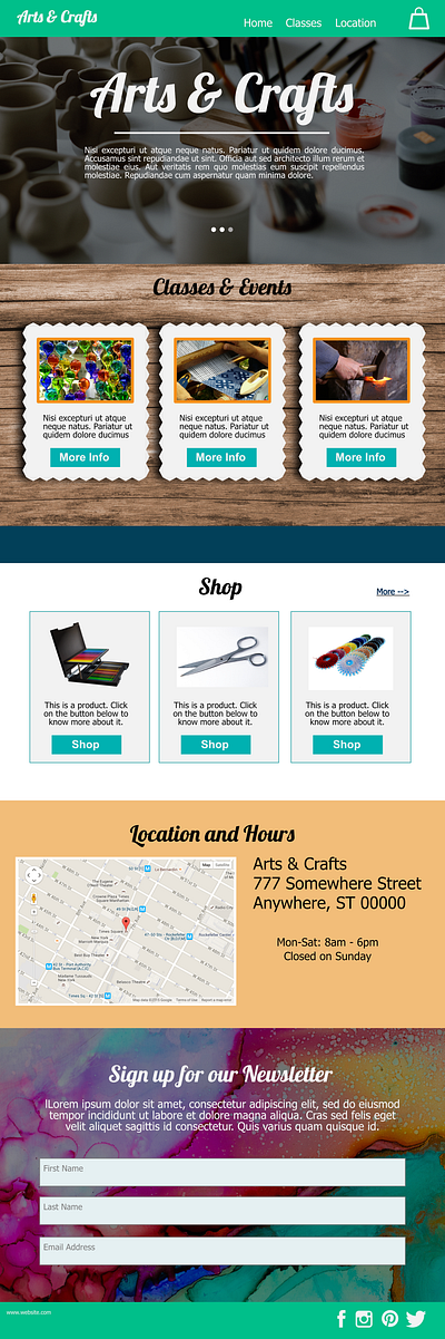 Arts and Crafts Website Design Sample by Christi Carr on Dribbble