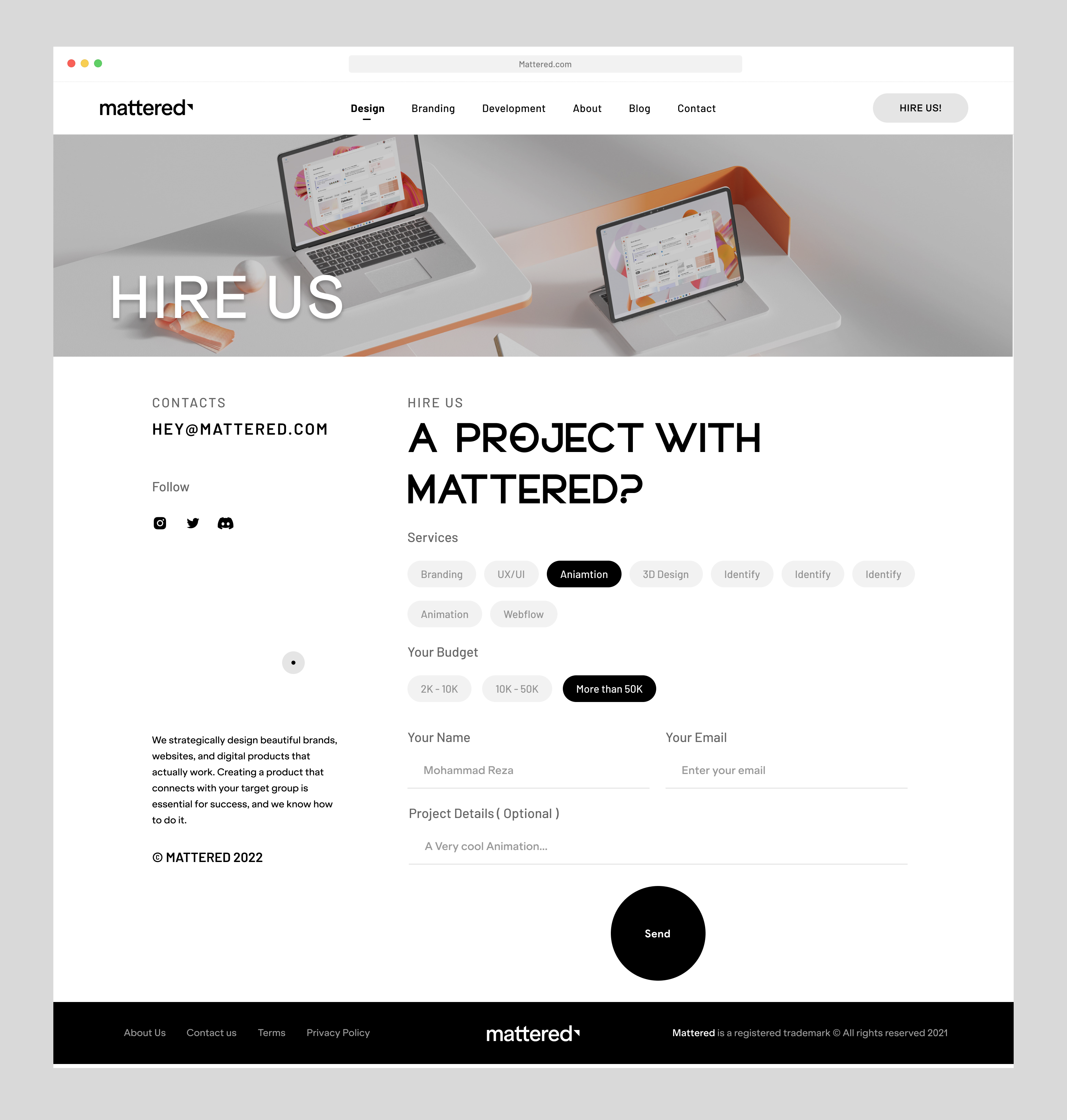 Contact Us Page - Prototype by Amir Baqian for Ace Design on Dribbble