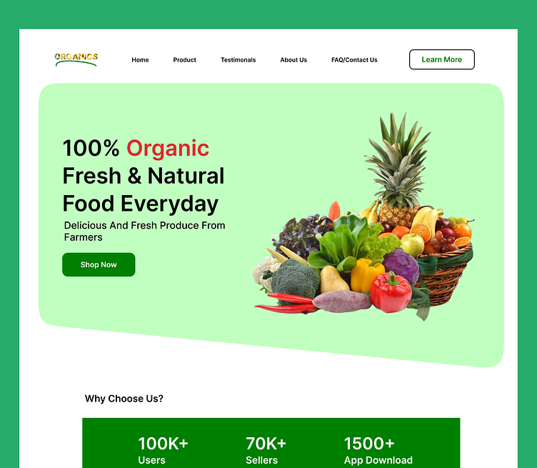 Organic food sales website by Okolo Victor on Dribbble