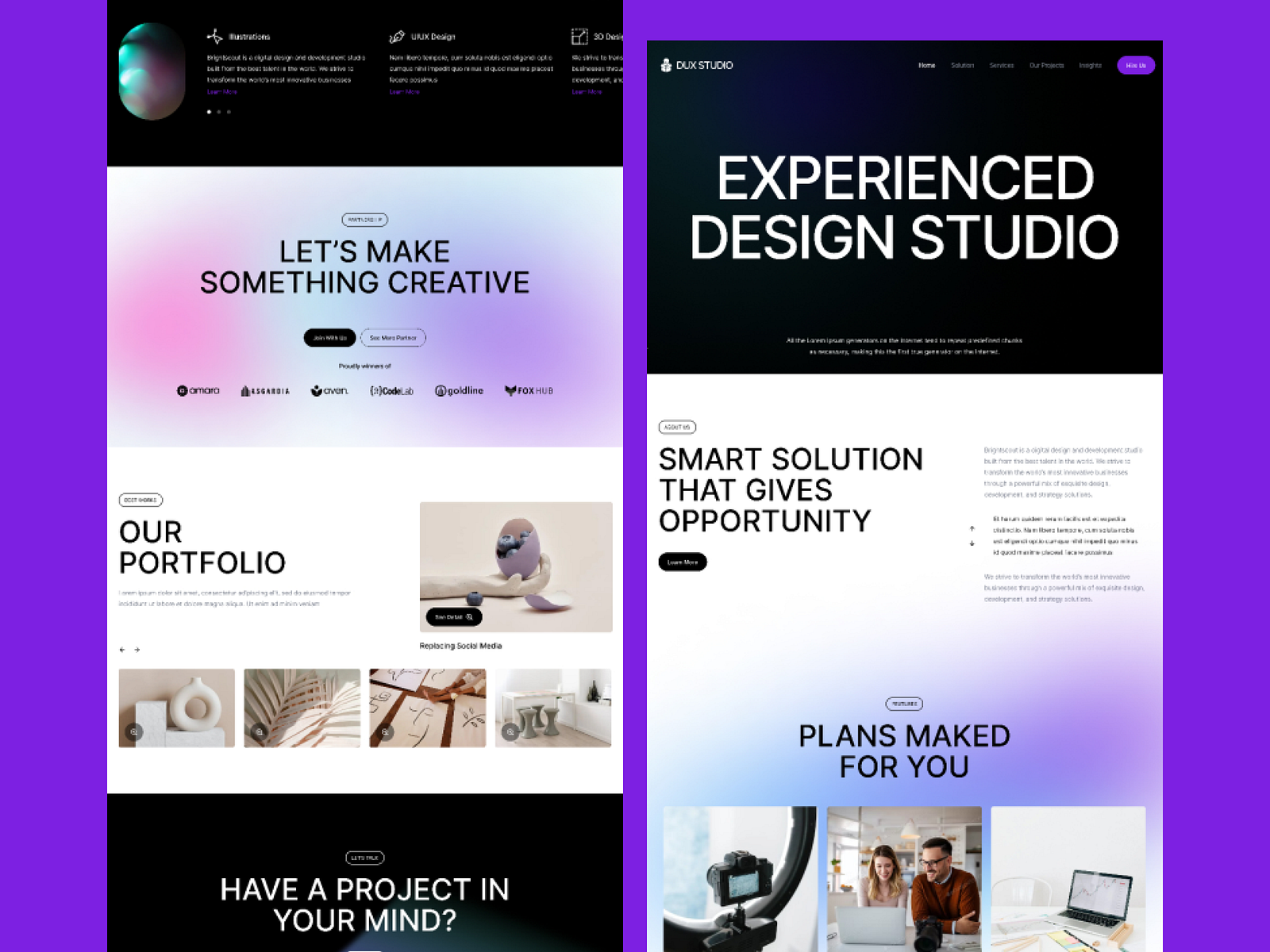 Creative Studio Figma Template by Elmous - Your Digital Partner on Dribbble