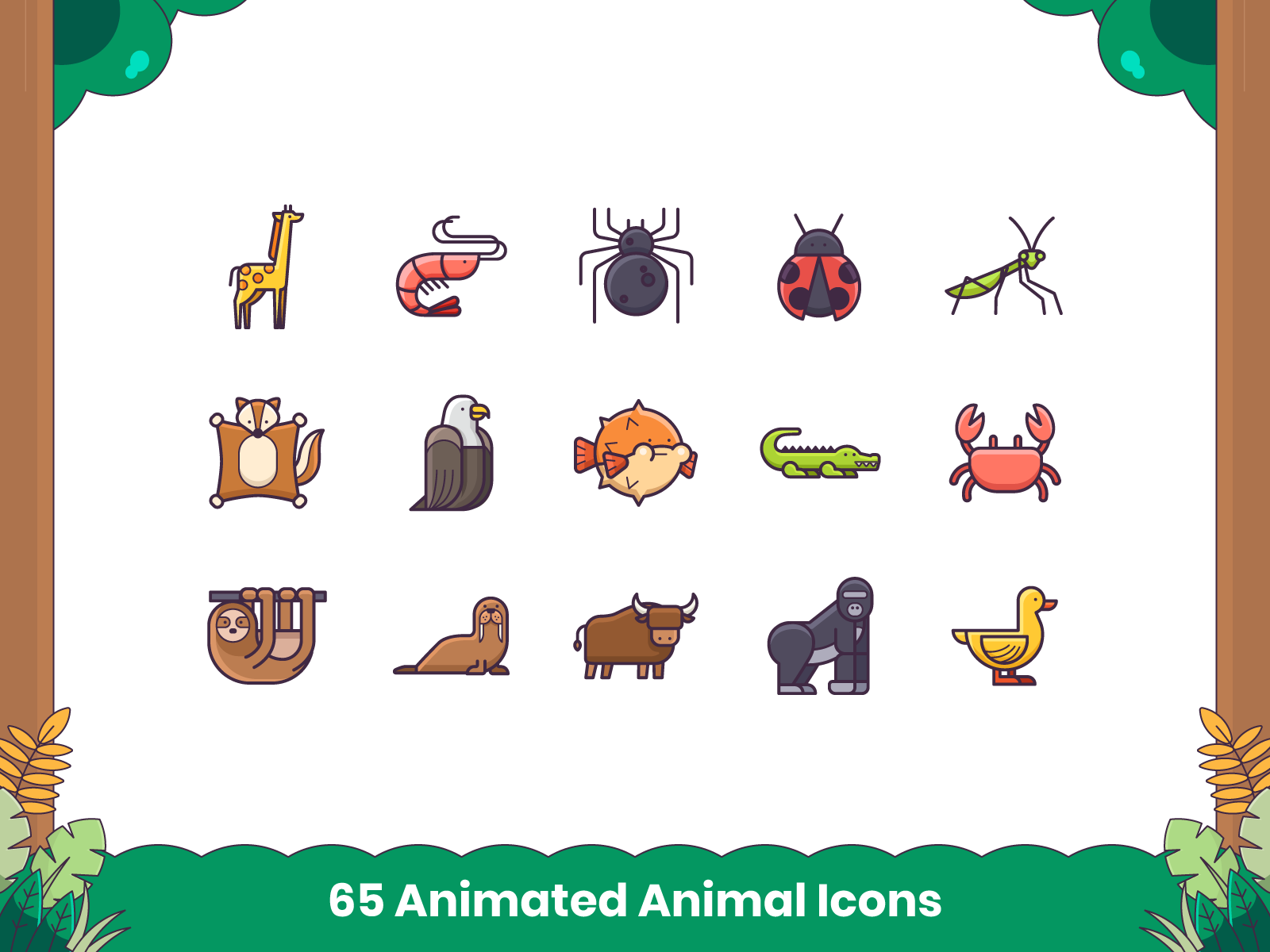 65 Animated Animal Icons by Mackenzie L for Krafted on Dribbble