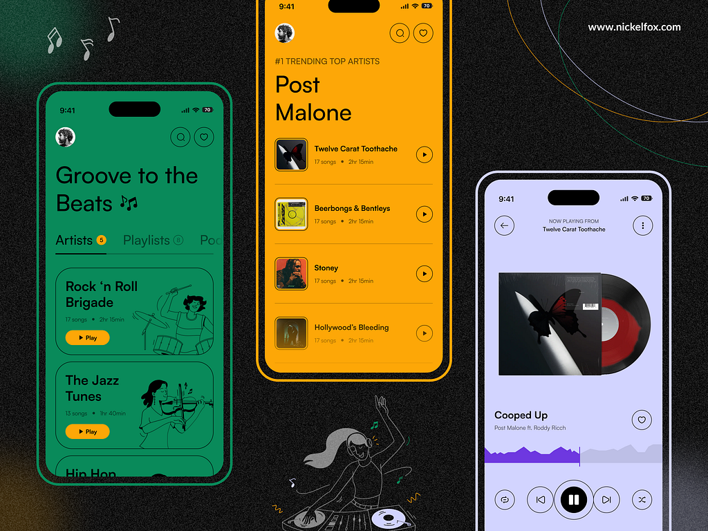 Music Player iOS Mobile App by Tanuj agarwal for Nickelfox - UI/UX ...
