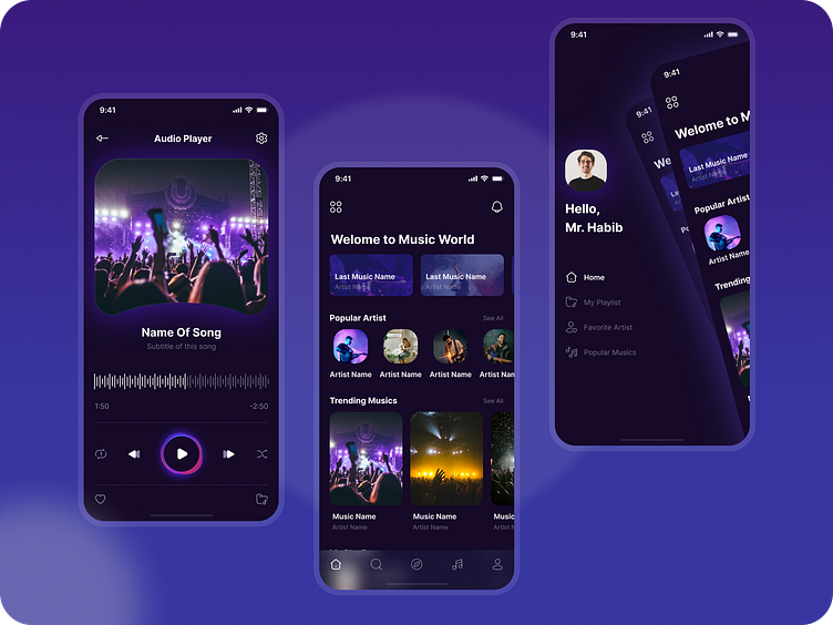 Audio Player UI Design by UI Theme Lab on Dribbble