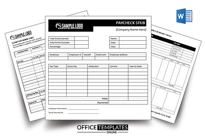 Printable Free Paycheck/Pay Stub Formats in MS Word by Office Templates ...