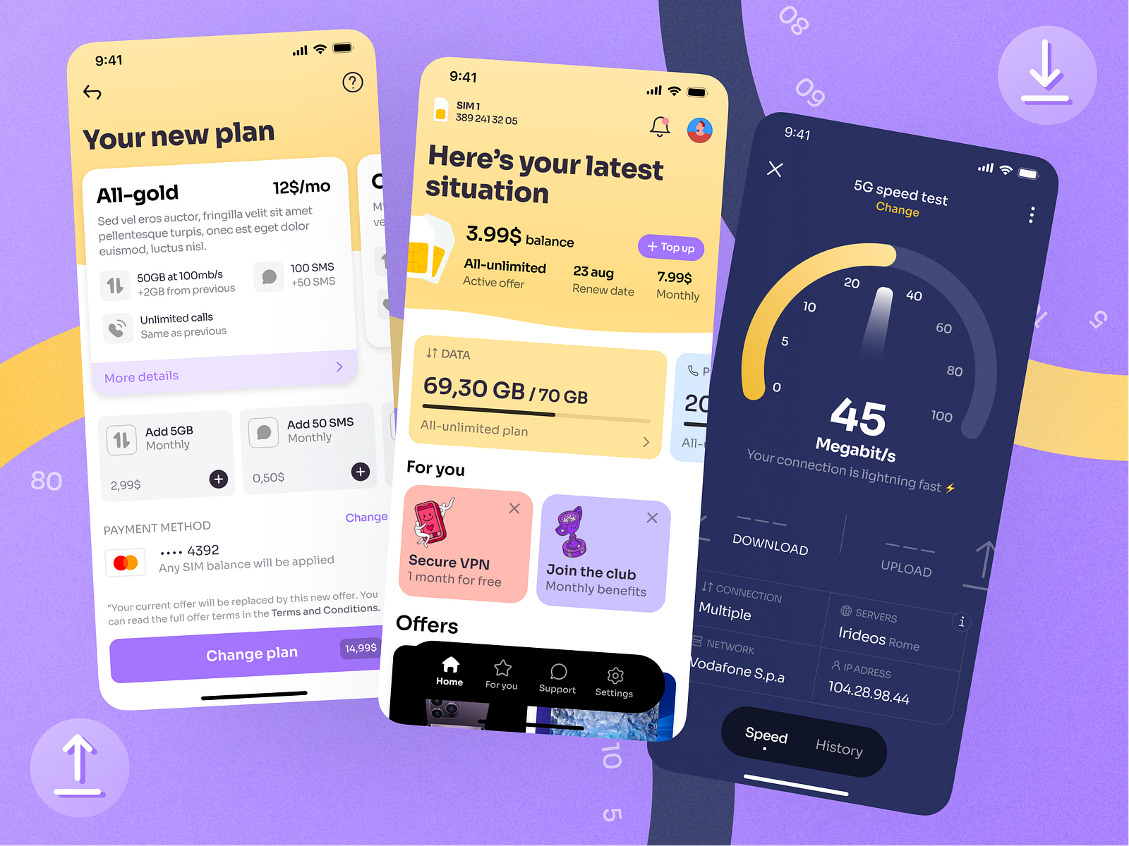 SIM Mobile Operator Mobile App | UI Challenge #19 by Bilal on Dribbble