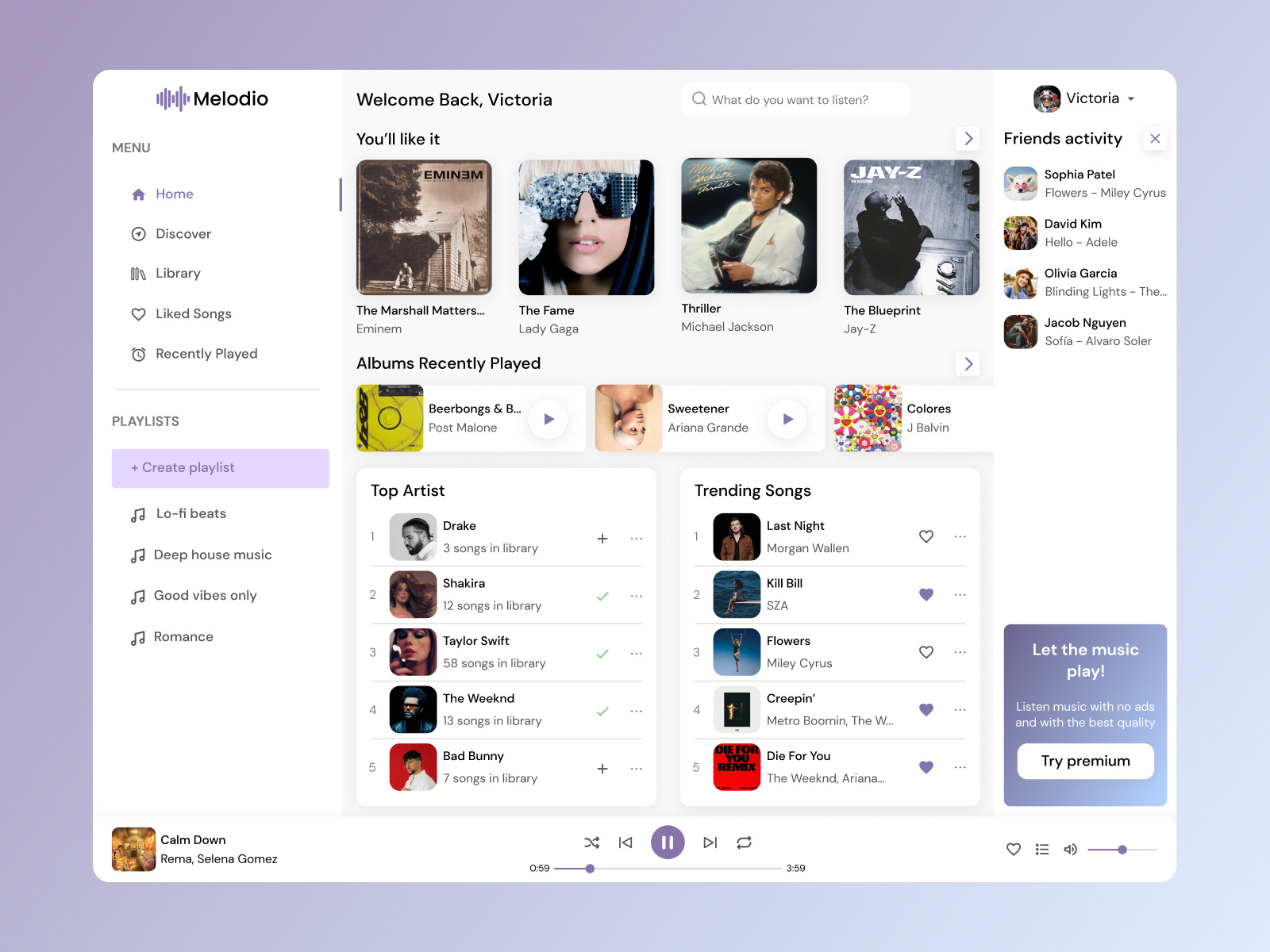 Melodio - Music Player Web Design by Agustina Yainikoski on Dribbble