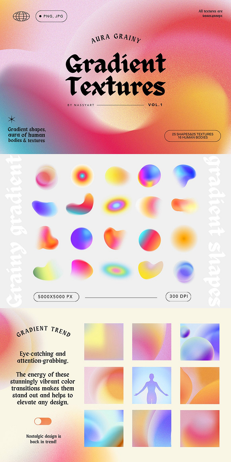 25 Gradient Grainy Textures by Graphic Assets on Dribbble