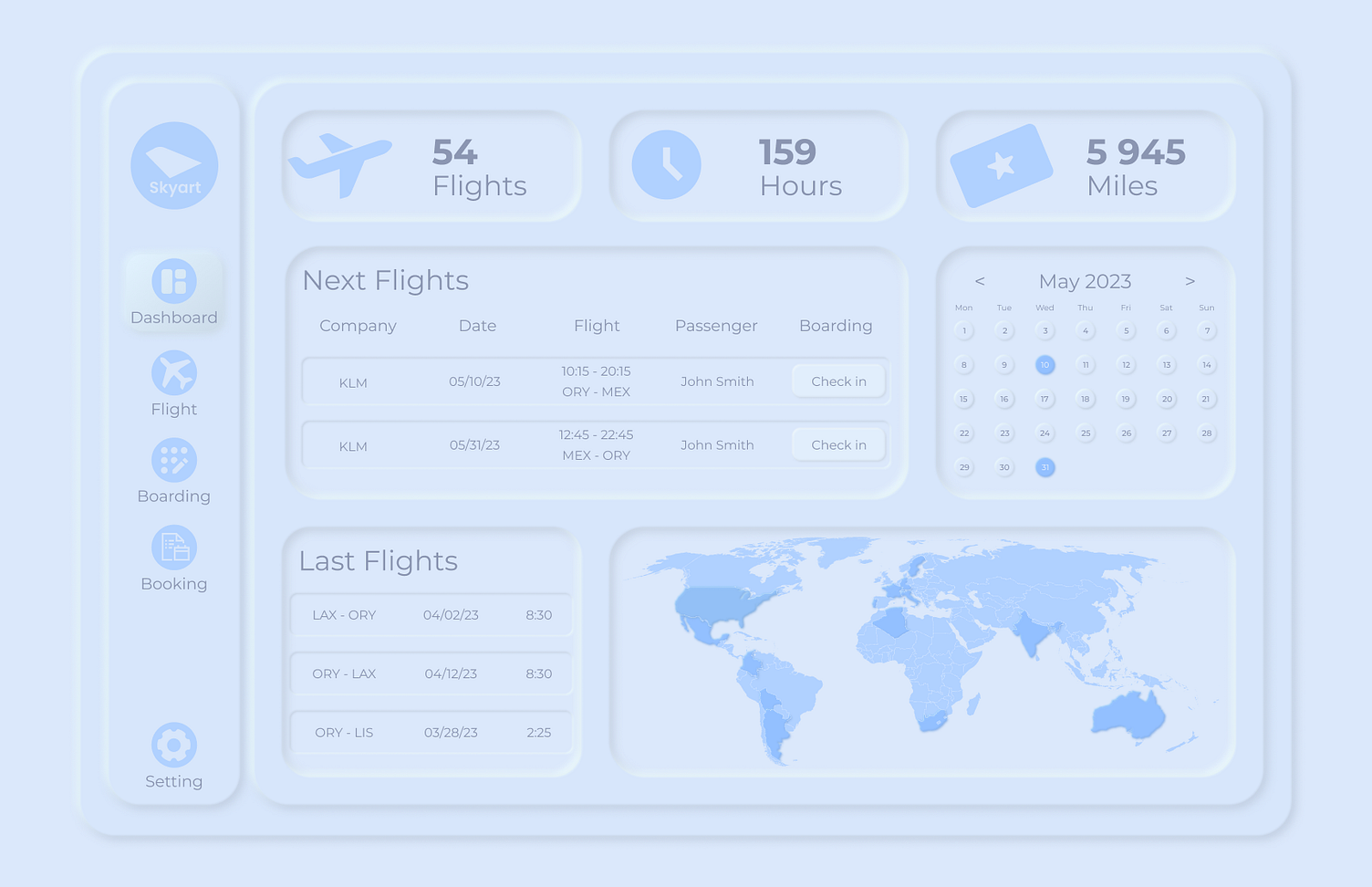 Flight Dashboard - Neumorphism by Julia ibri on Dribbble