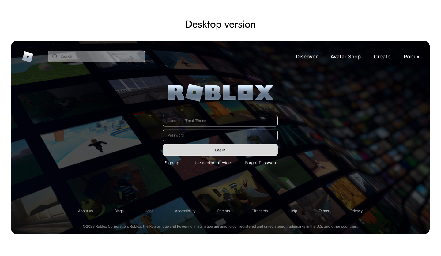 Roblox Login Screen Redesign 2023 by Sakthivel on Dribbble