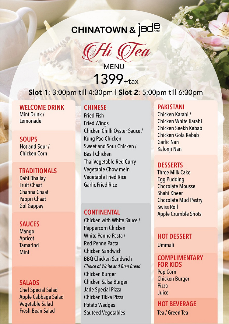 Hi Tea Buffet Menu by Hajira Haider on Dribbble