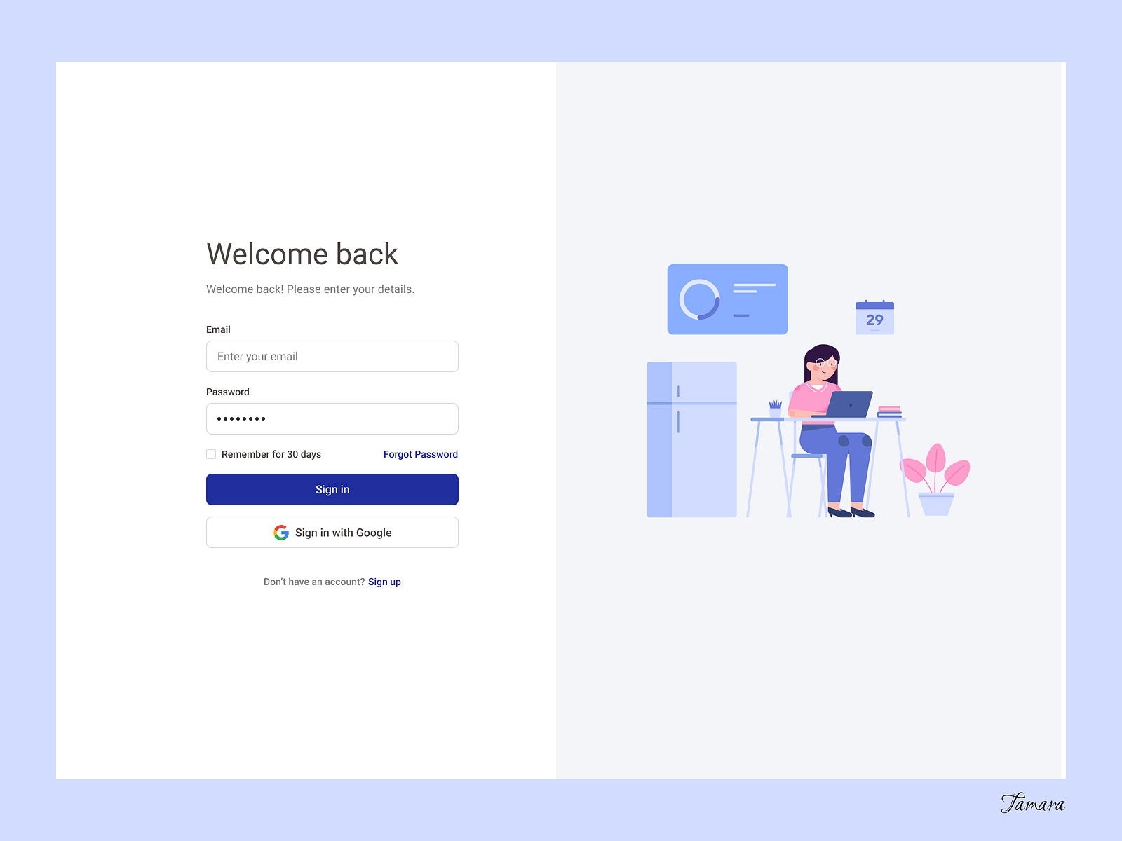 Login Page - Desktop by Tamara Samuel on Dribbble