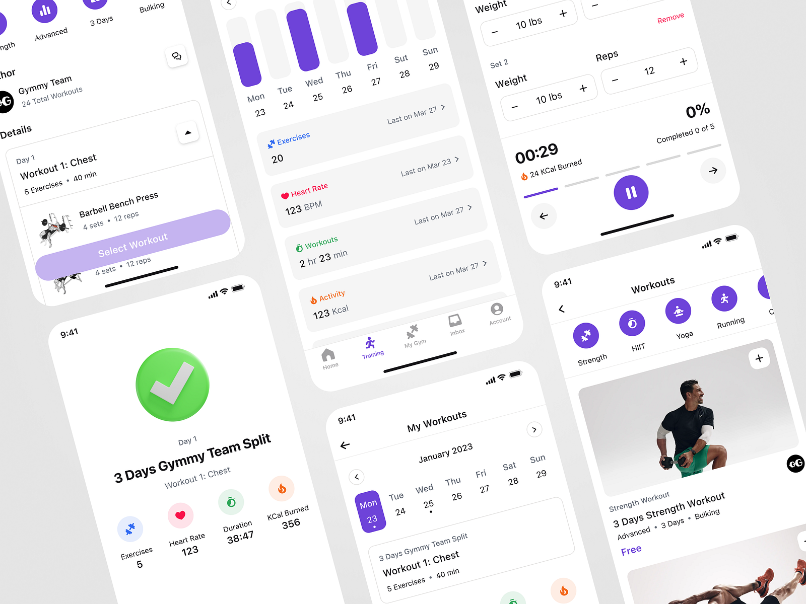 Workouts & Progress - Fitness Mobile App by Vladimir Rakshâ on Dribbble