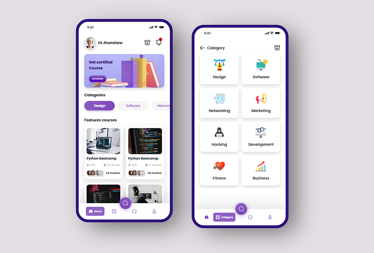 E-Learning App UI by Fayazur Rahman on Dribbble