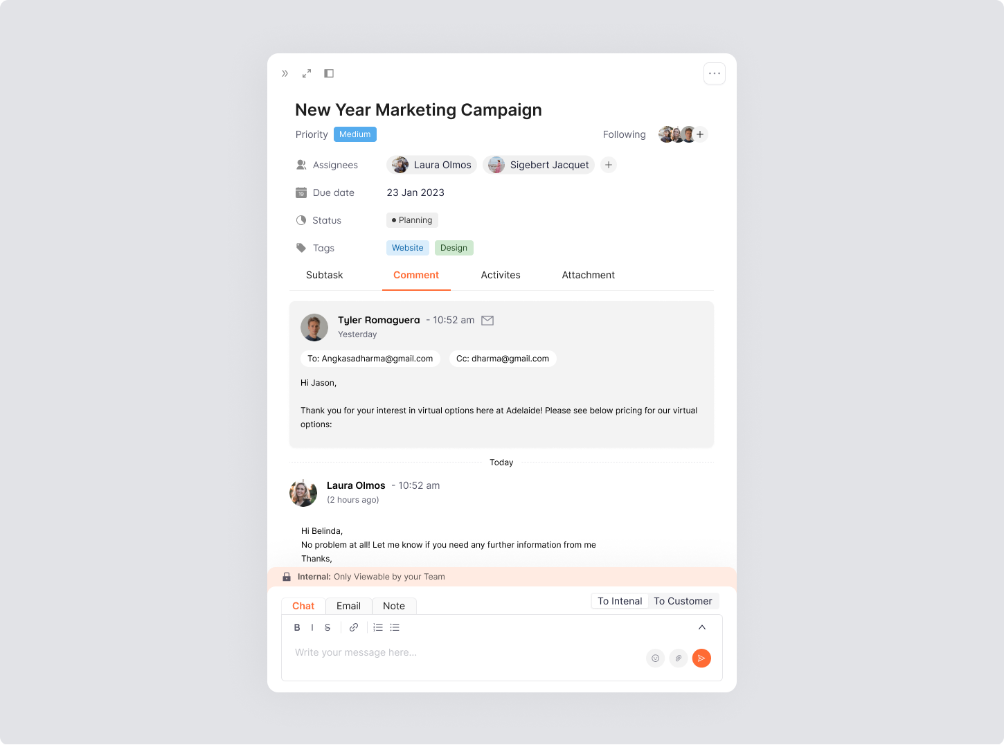 Task Detail Popup Component by Jason D for Mystic lab on Dribbble