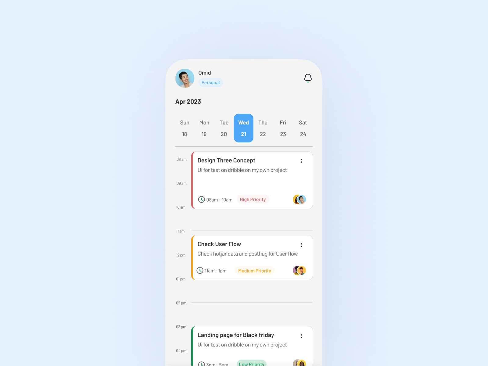 Task Manager Mobile App Concept by Omid for ODO Agency on Dribbble