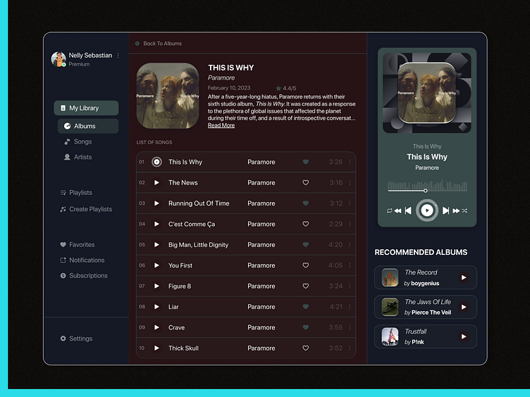 Music Player Prototype | Framer by Clare Brito on Dribbble