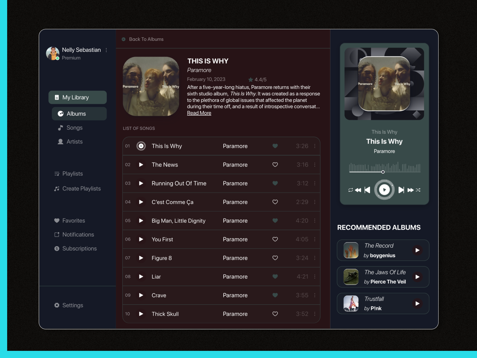 Music Player Prototype | Framer by Clare Brito on Dribbble