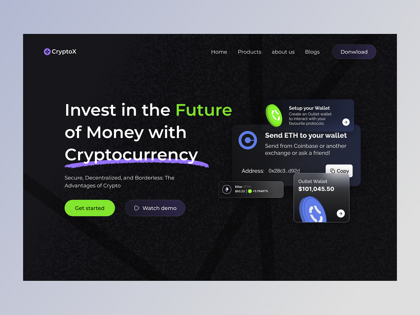 CryptoX - Landing page by Hamza Darhem on Dribbble