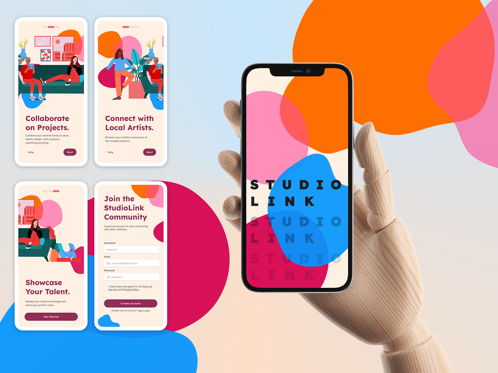StudioLink Onboarding/Sign Up Screens by Mallory Ohlin on Dribbble