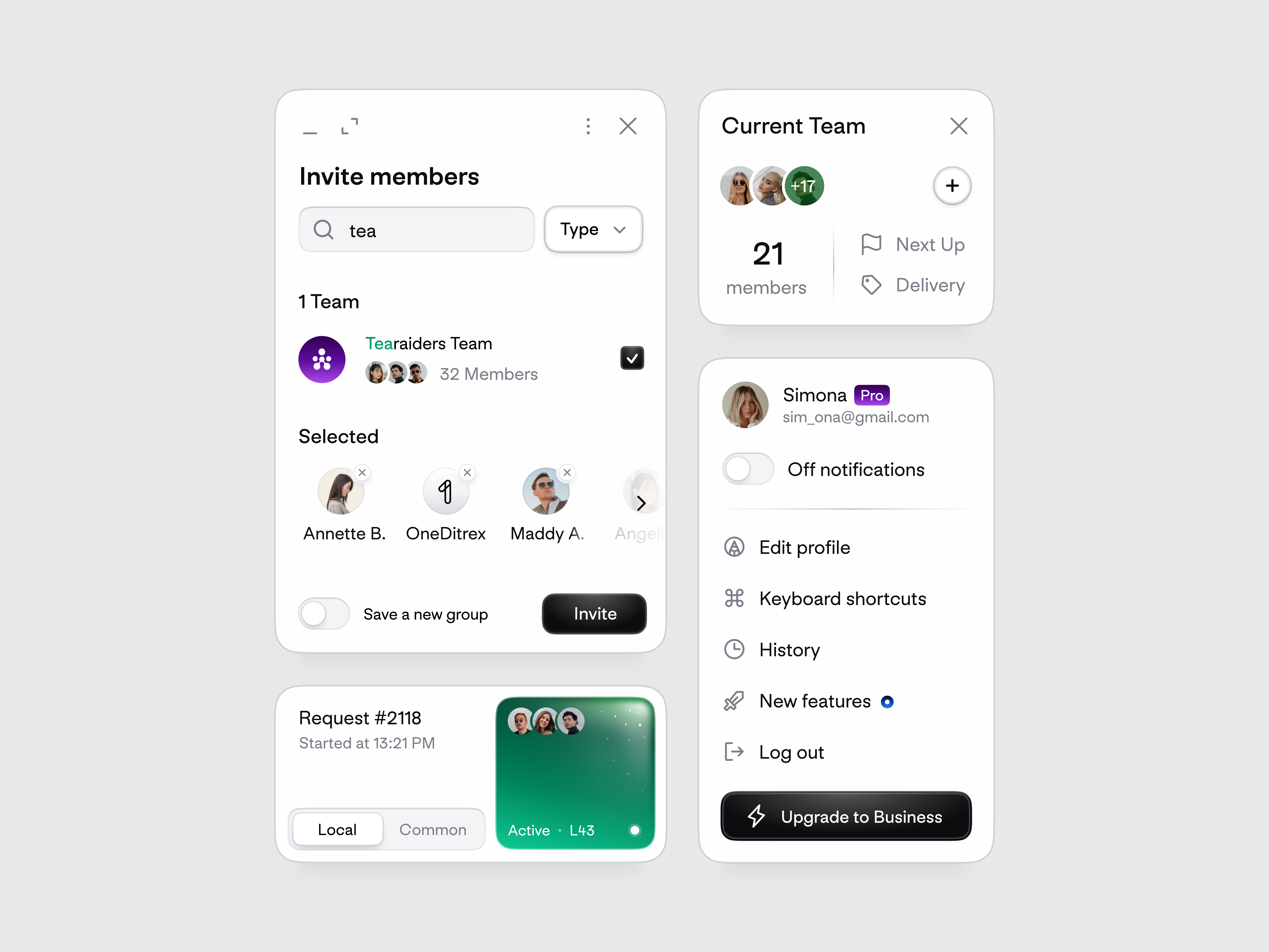UI Components Light Theme | Popovers | Cards | Chat by George Lov for ...