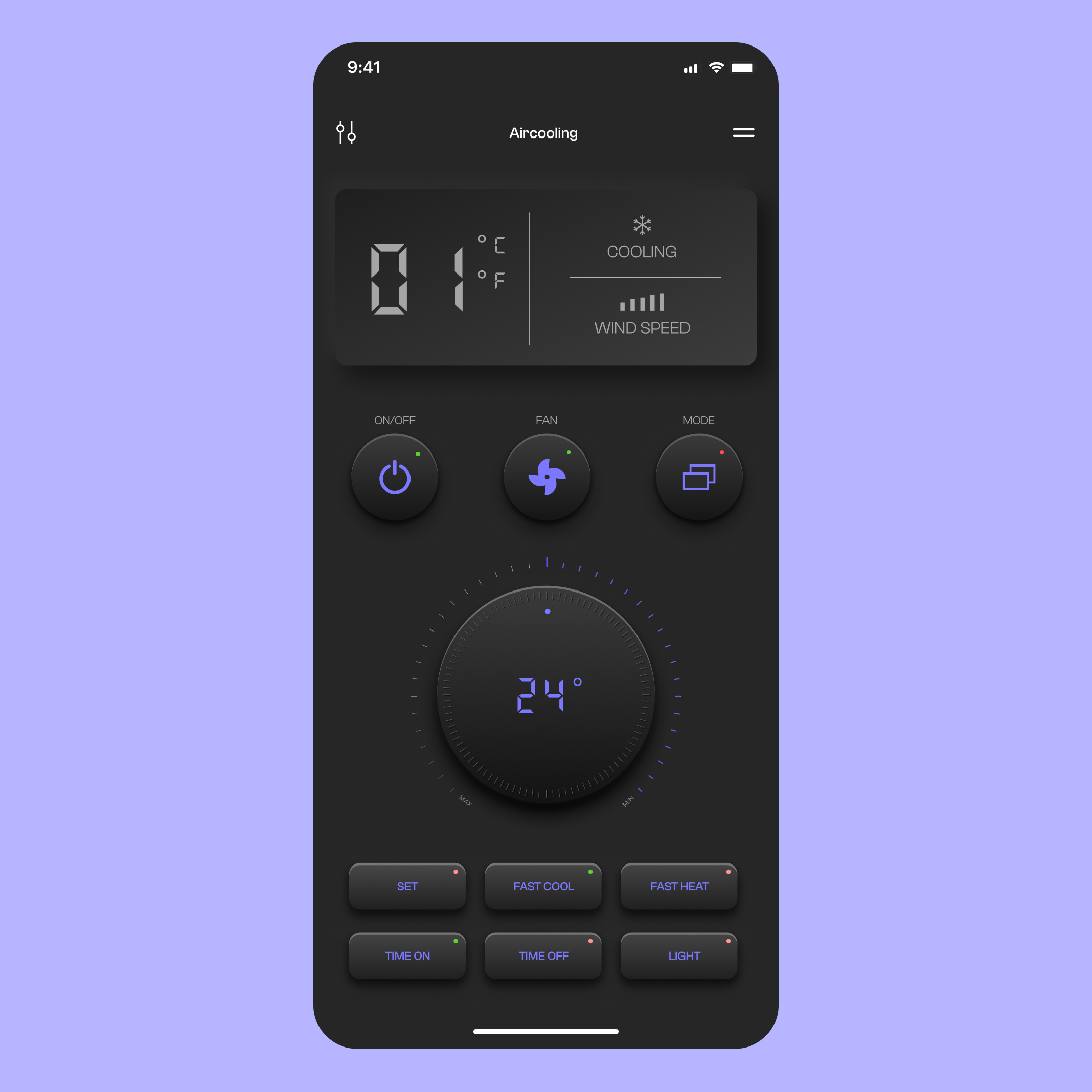 Clean air cooling controller app by Gaster Studio on Dribbble