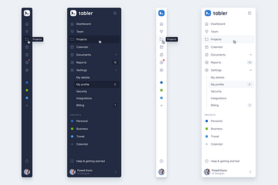 Tabler sidebar navigation by Paweł Kuna on Dribbble