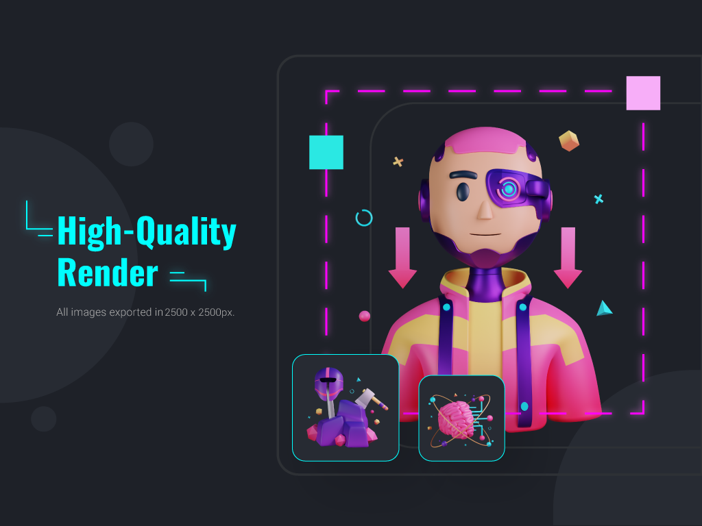 Cyberpunk Futuristic 3D Icon Set by Mackenzie L for Krafted on Dribbble