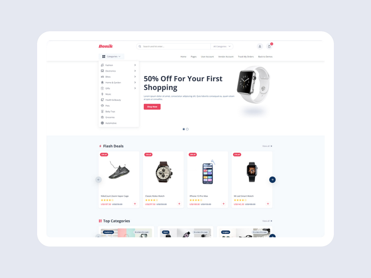 E-commerce store design by UI Lib on Dribbble