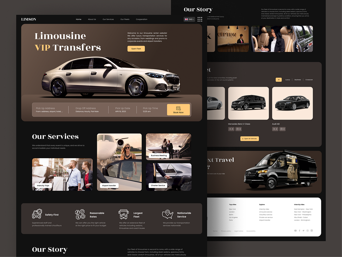 Limousine Service - Website Design Homepage by Usman A. on Dribbble