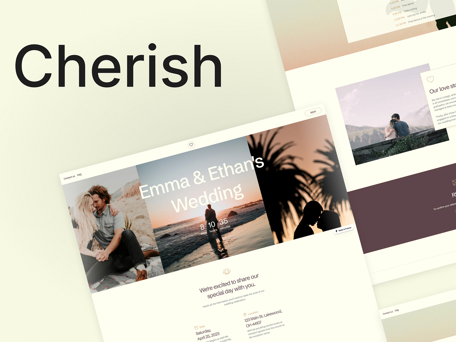 Cherish - Framer Wedding Template by Artyum Grebenyuk on Dribbble