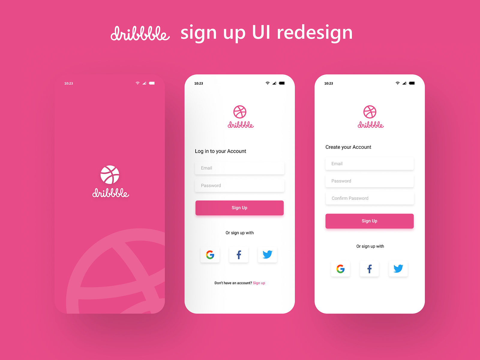 Dribbble app sign up and sign in page UI redesign by S.M. Shamsuddoha on Dribbble