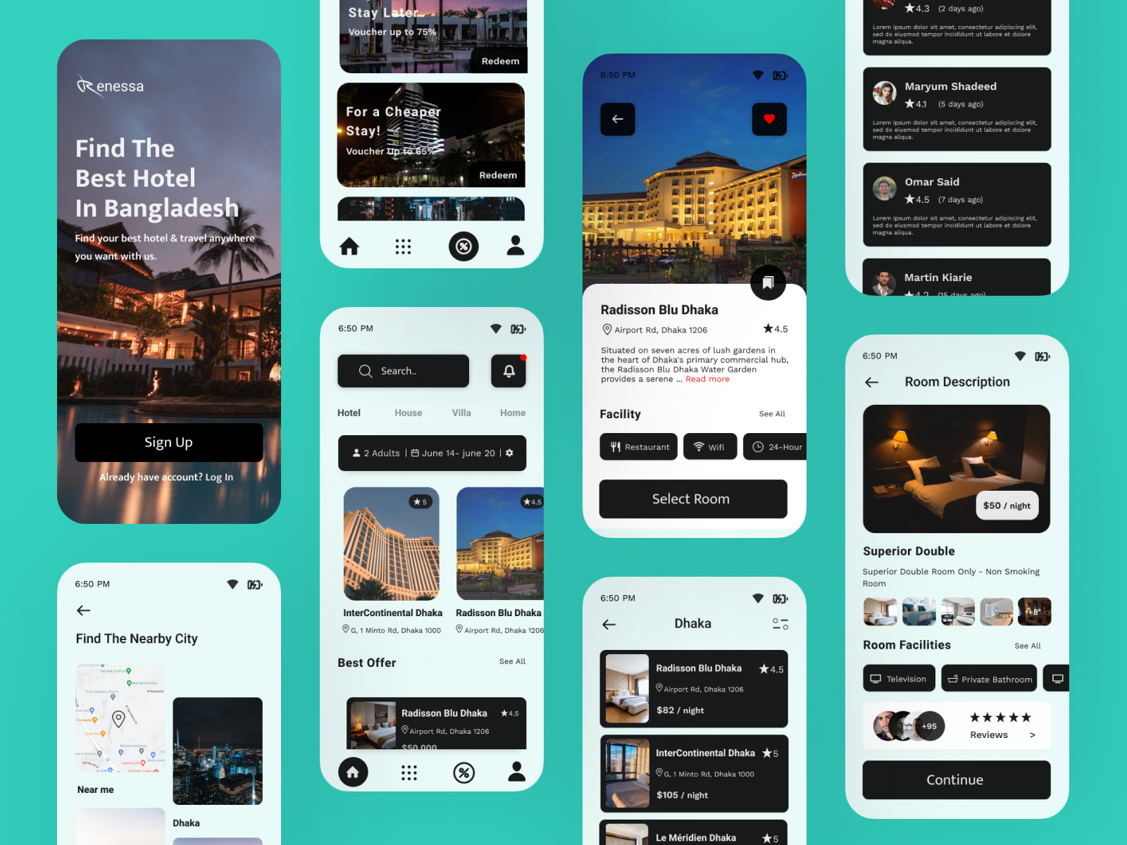 Renessa Hotel App UI design using Figma. by Md Mizanur Rahman on Dribbble