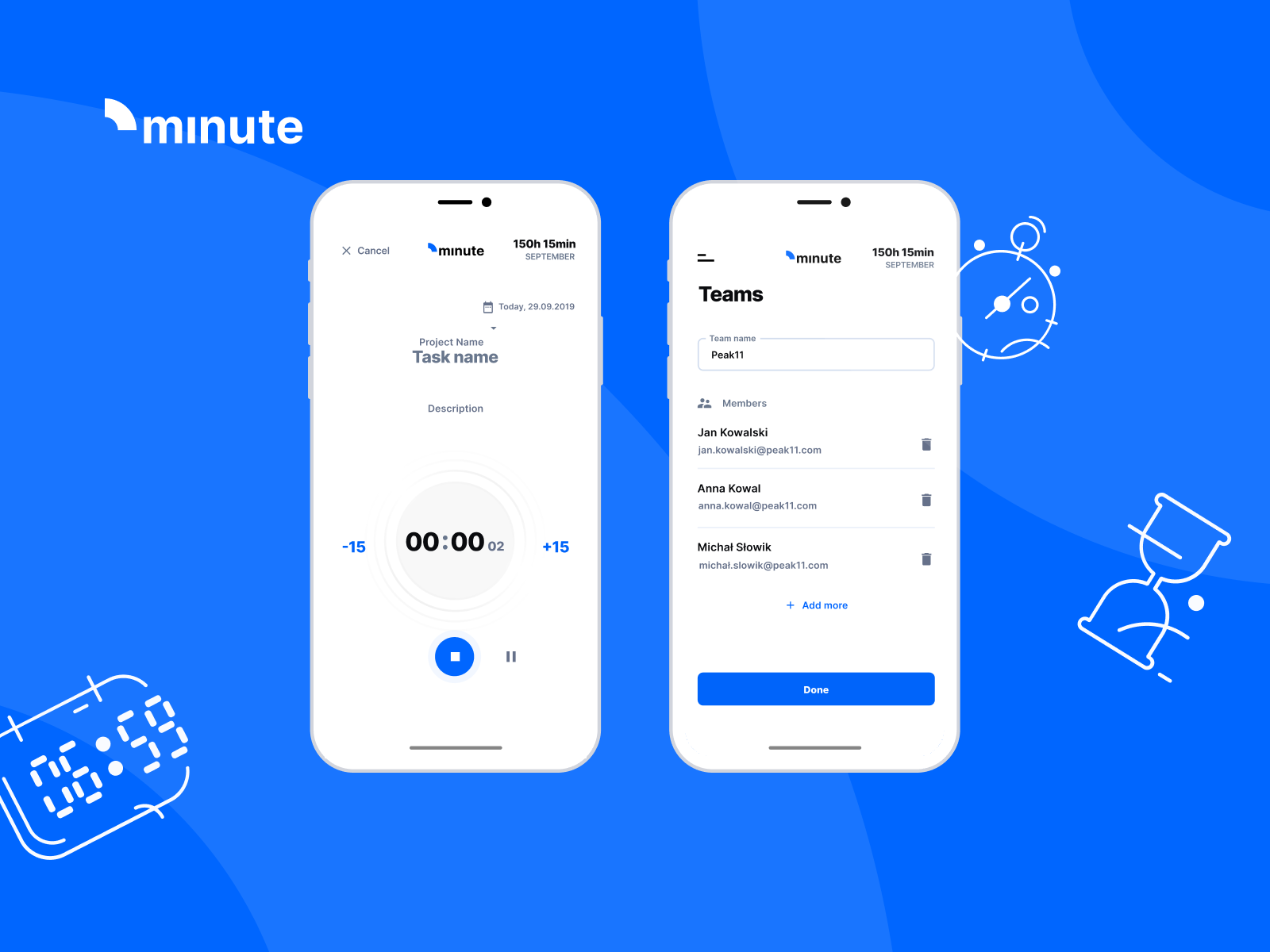 Mobile Design | Minute Time Tracker by Peak11 on Dribbble