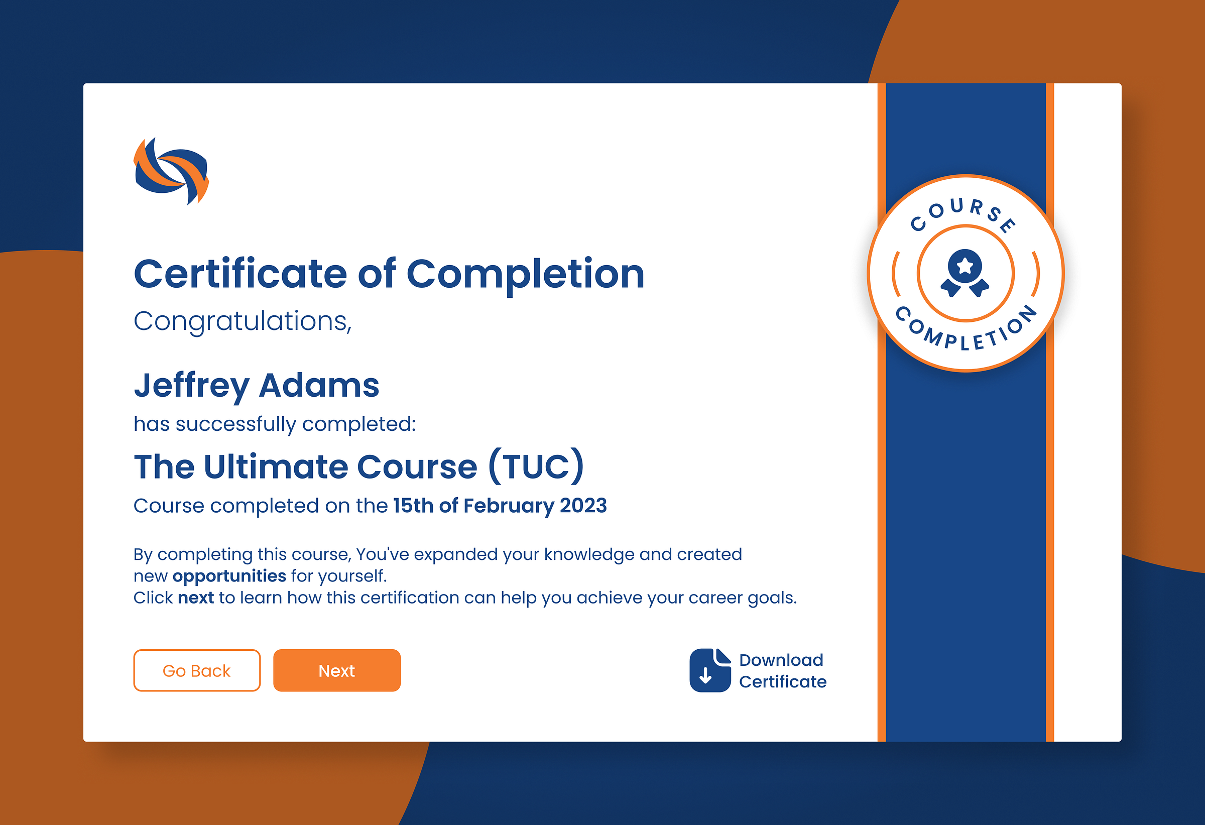 Certificate of Completion UI by Hussein Al-Shammari on Dribbble