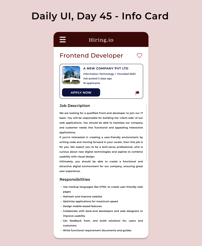 Daily UI, Day 45 - Info Card by Sahana Ramesh on Dribbble